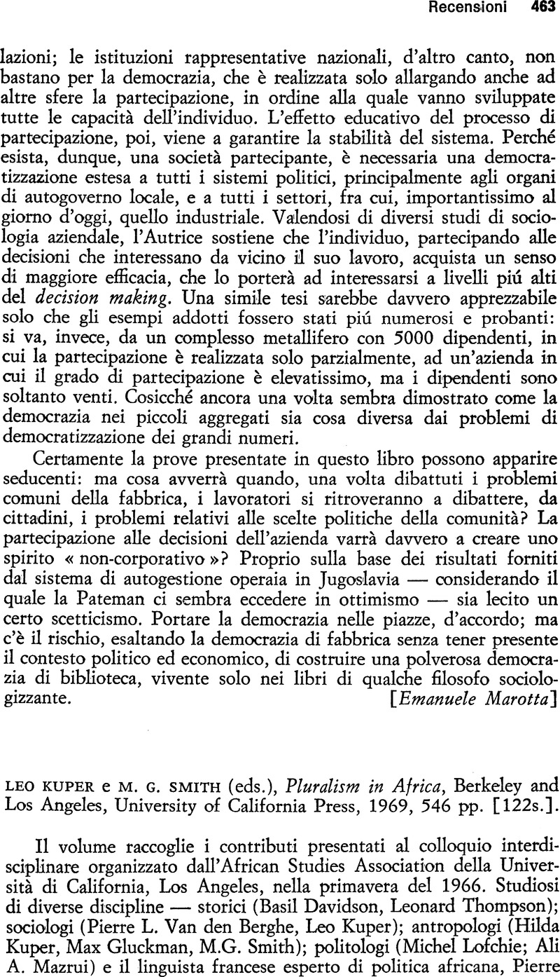 Leo Kuper, e M. G. Smith (Eds.), Pluralism in Africa, Berkeley and Los ...