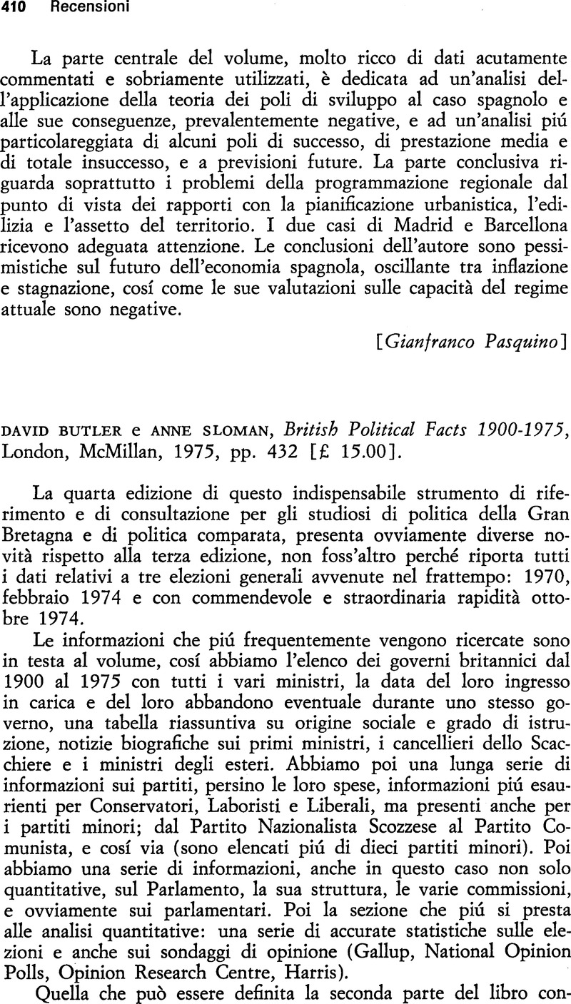 David Butler E Anne Sloman, British Political Facts 1900–1975, London ...