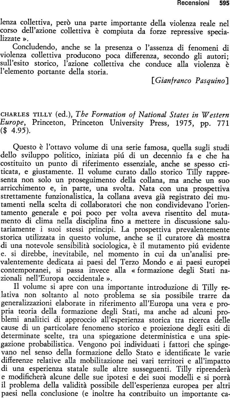 Charles Tilly (Ed.), The Formation of National States in Western Europe ...