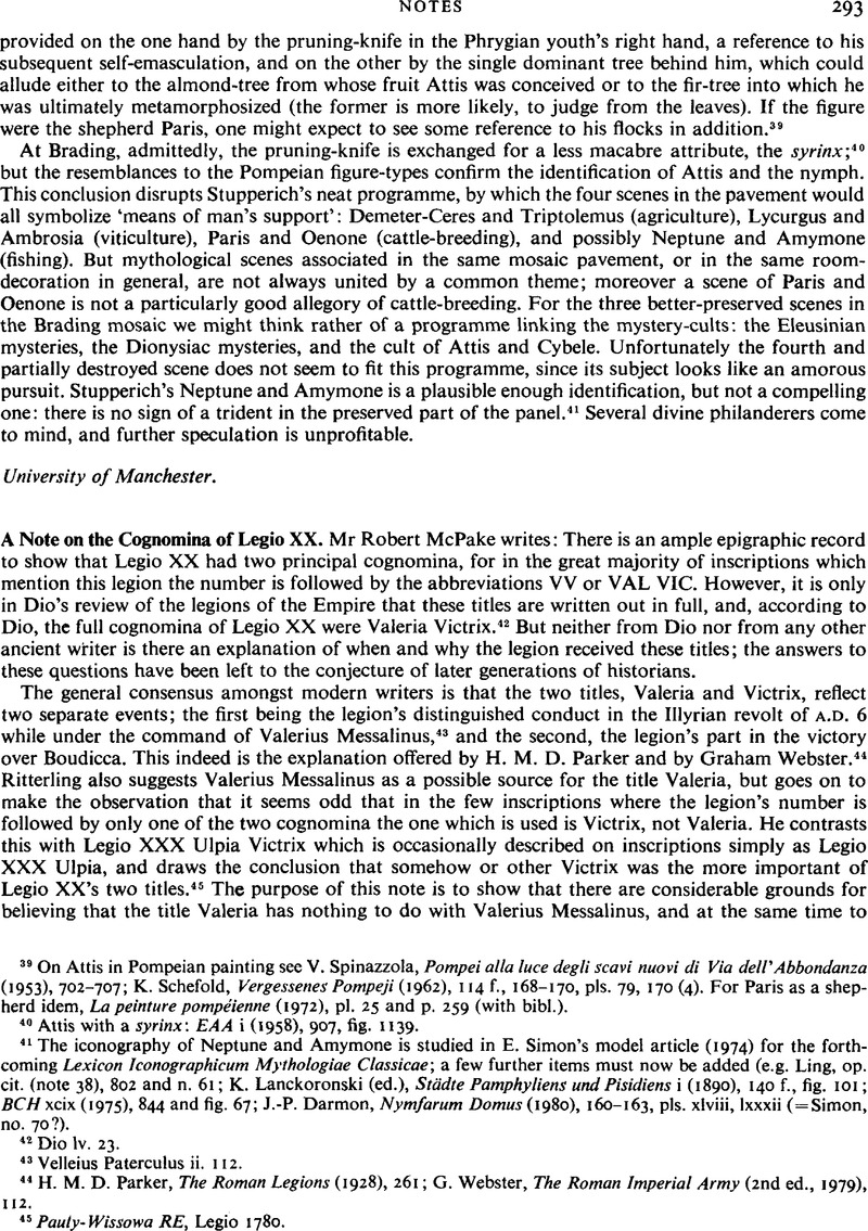 A Note on the Cognomina of Legio XX | Britannia | Cambridge Core