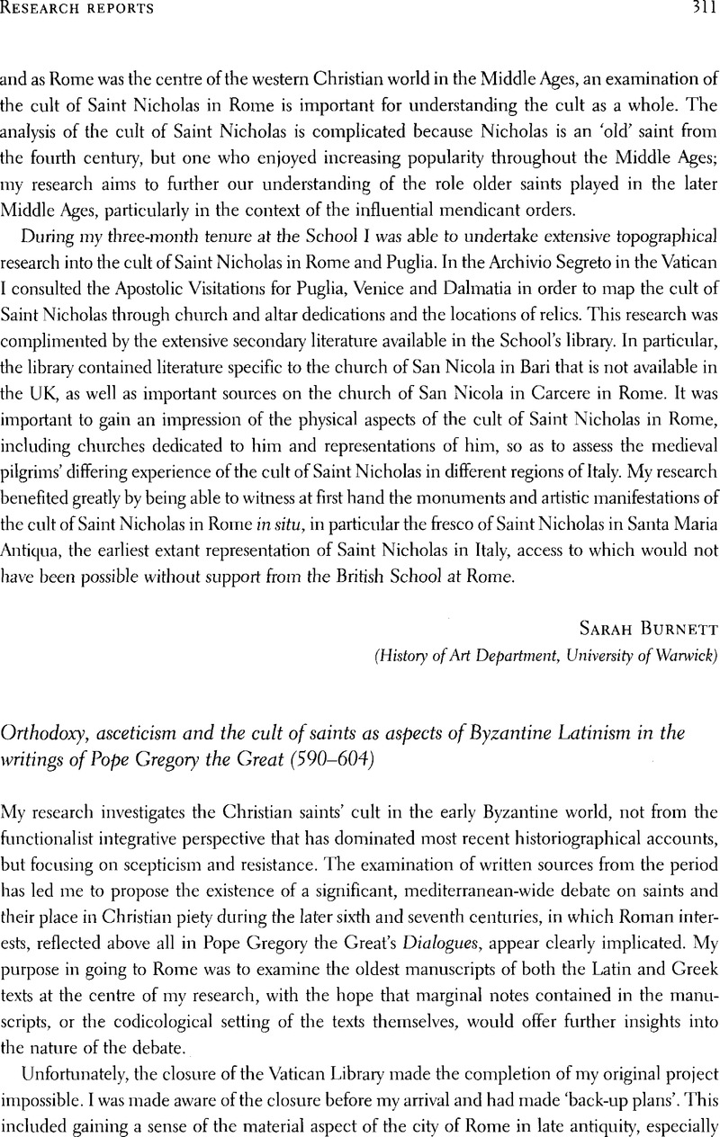 Rome Awards: Orthodoxy, asceticism and the cult of saints as aspects of ...