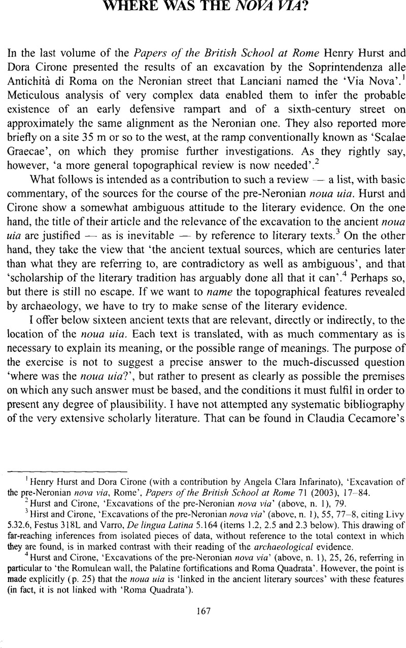 Where was the nova via? | Papers of the British School at Rome ...