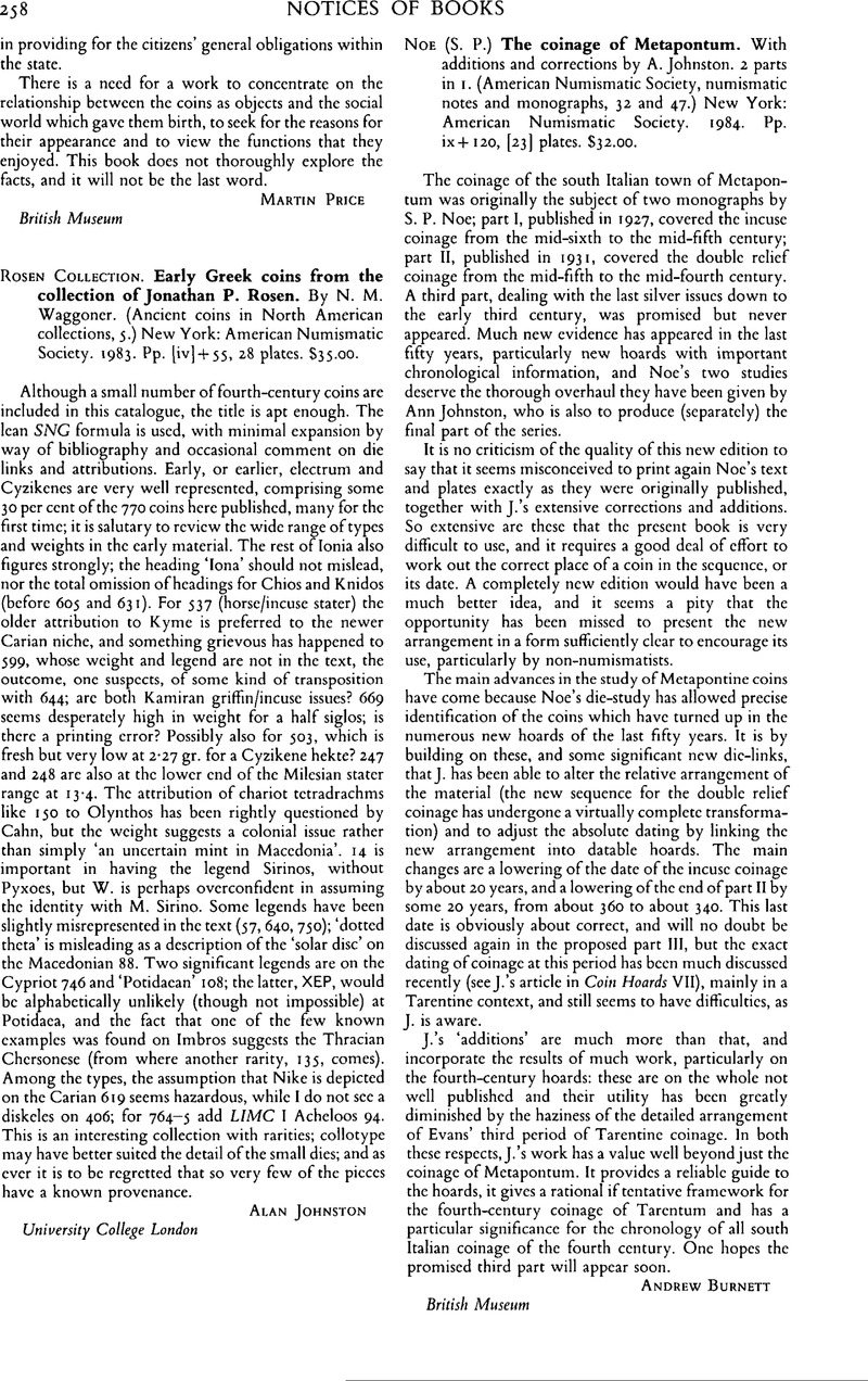 Rosen Collection. Early Greek coins from the collection of Jonathan P ...