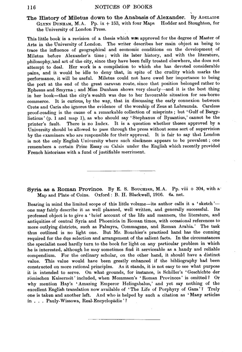 The History of Miletus down to the Anabasis of Alexander. By Adelaide ...