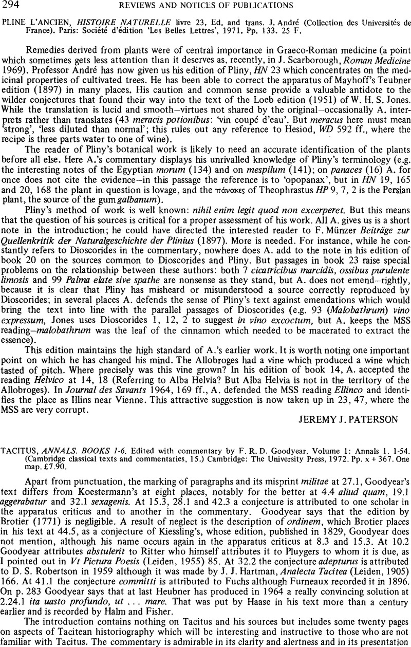 Tacitus, Annals. Books 1–6. Edited With commentary by F. R. D. Goodyear ...
