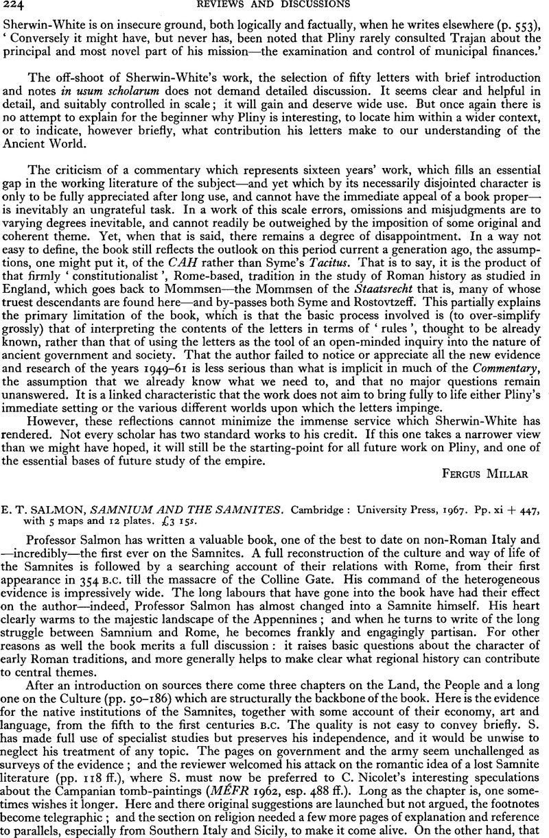 E. T. Salmon, Samnium and the Samnites. Cambridge: University Press ...
