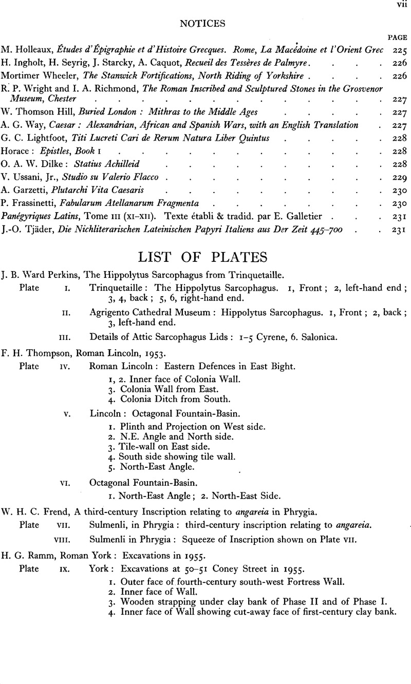 List of Plates | The Journal of Roman Studies | Cambridge Core