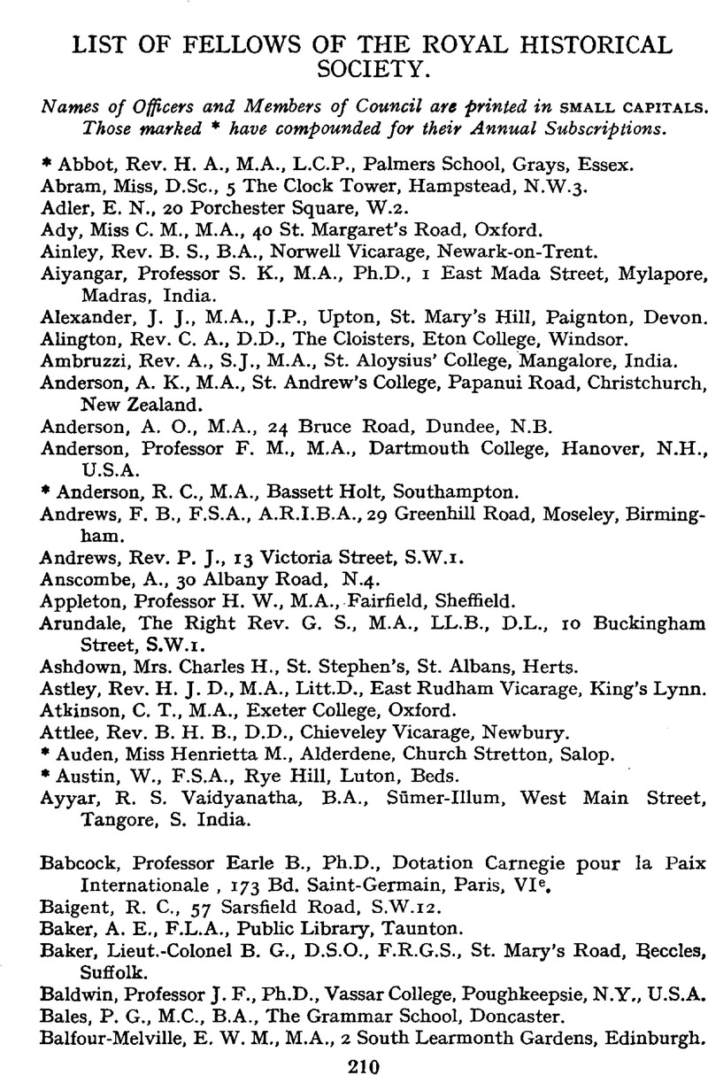 List of Fellows of the Royal Historical Society | Transactions of the ...