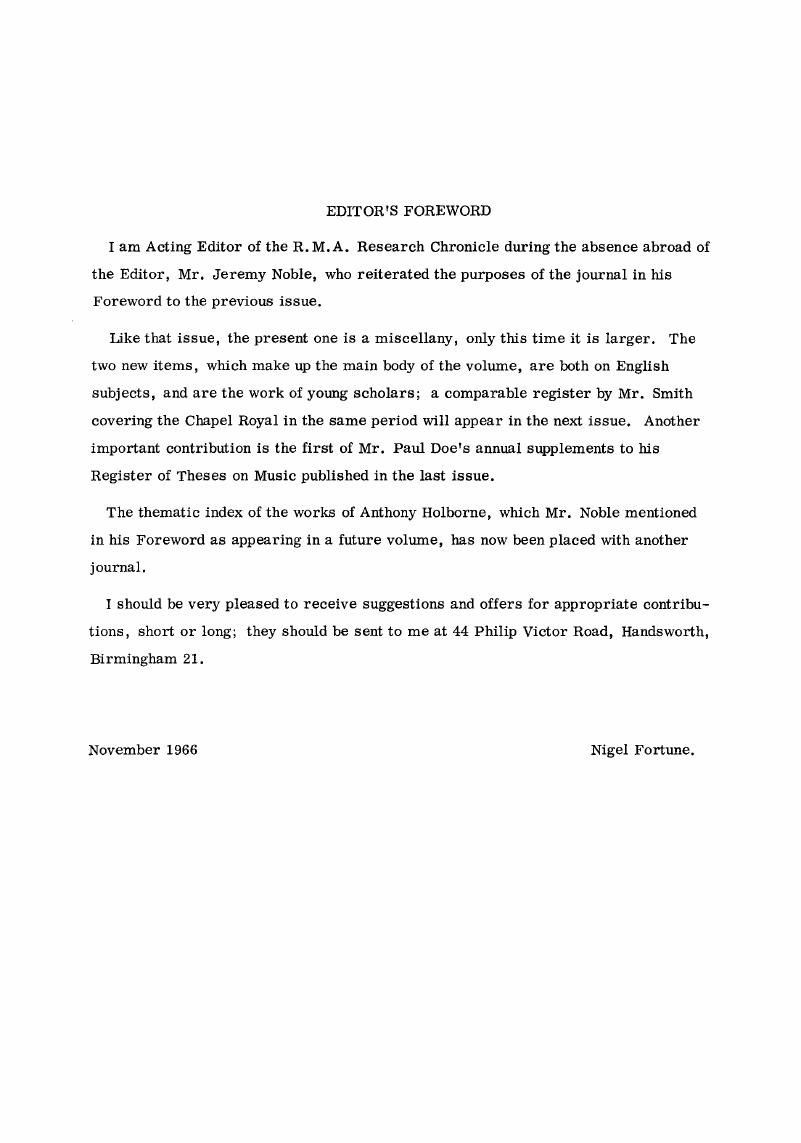 Editor's Foreword | R.M.A. Research Chronicle | Cambridge Core