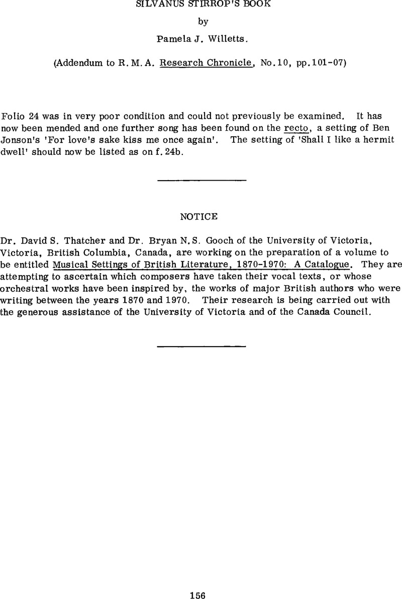 Addendum | R.M.A. Research Chronicle | Cambridge Core