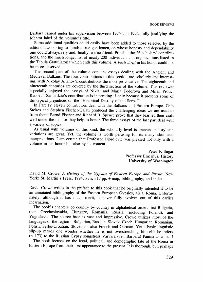 David M. Crowe, A History of the Gypsies of Eastern Europe and Russia ...