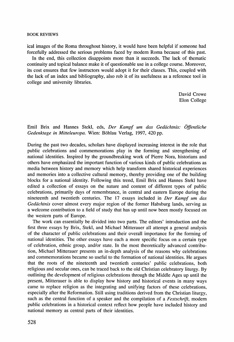 Emil Brix and Hannes Stekl, eds, Der Kampf um das Gedächtnis ...