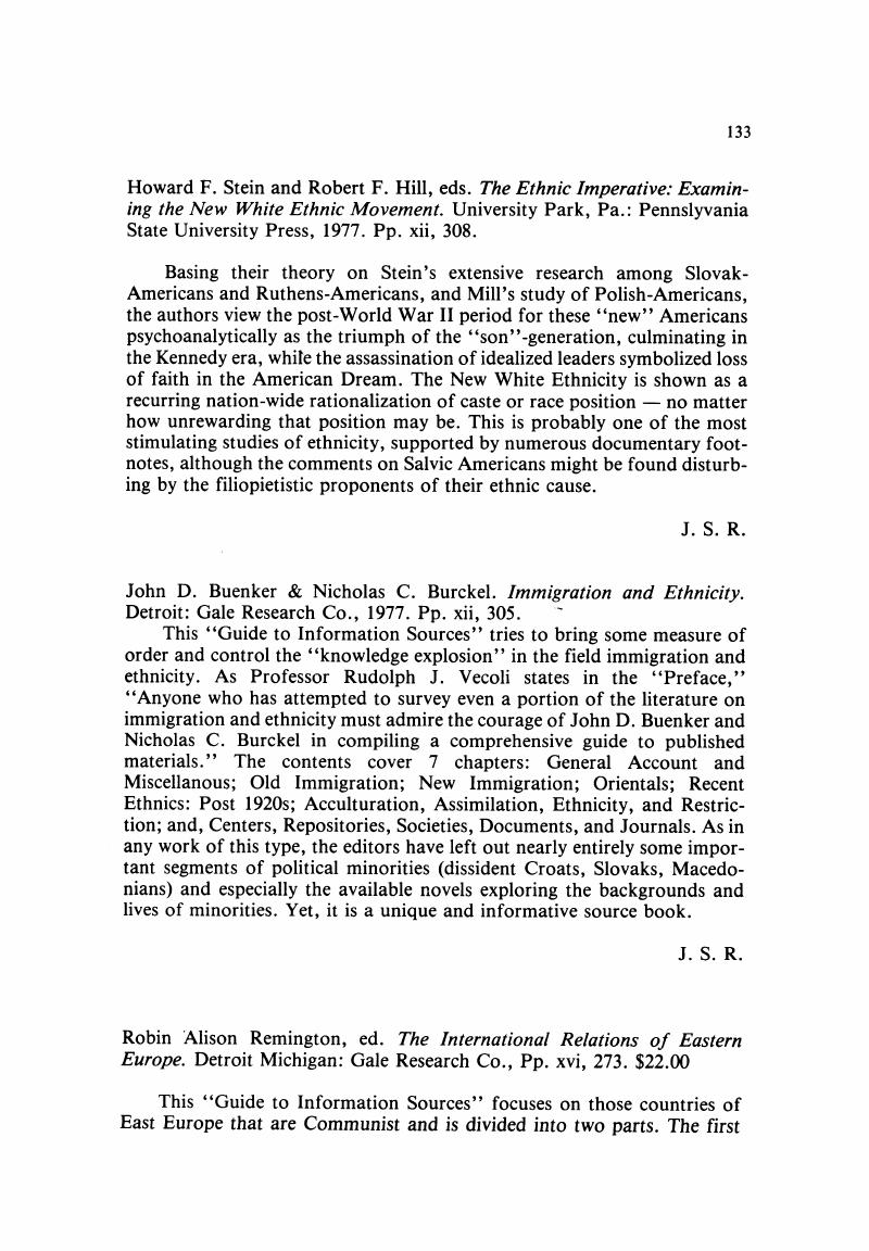 Howard F. Stein and Robert F. Hill, eds. The Ethnic Imperative ...