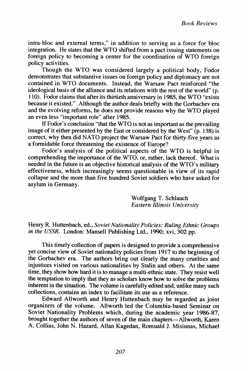 Henry R. Huttenbach, ed., Soviet Nationality Policies: Ruling Ethnic ...