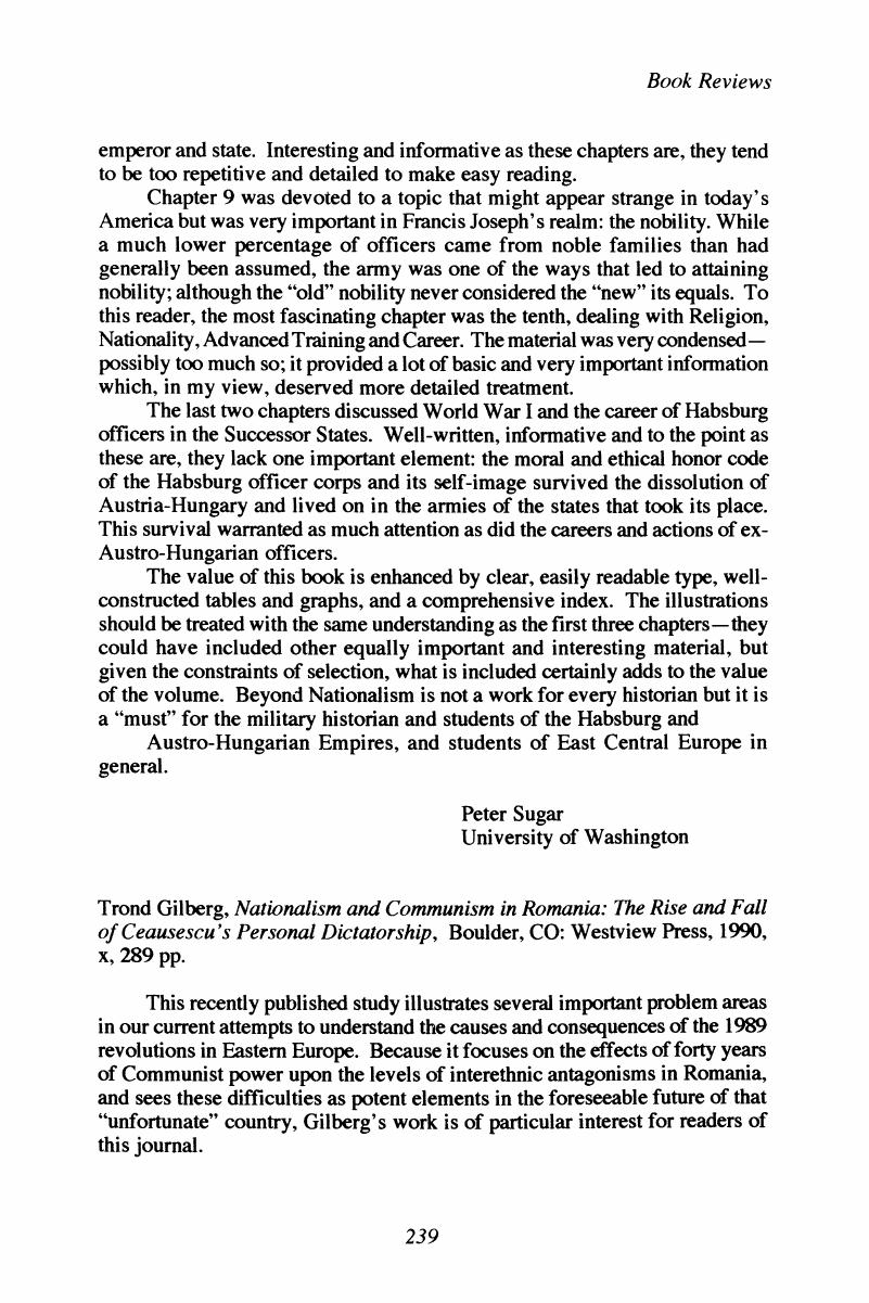 Trond Gilberg, Nationalism and Communism in Romania: The Rise and Fall ...