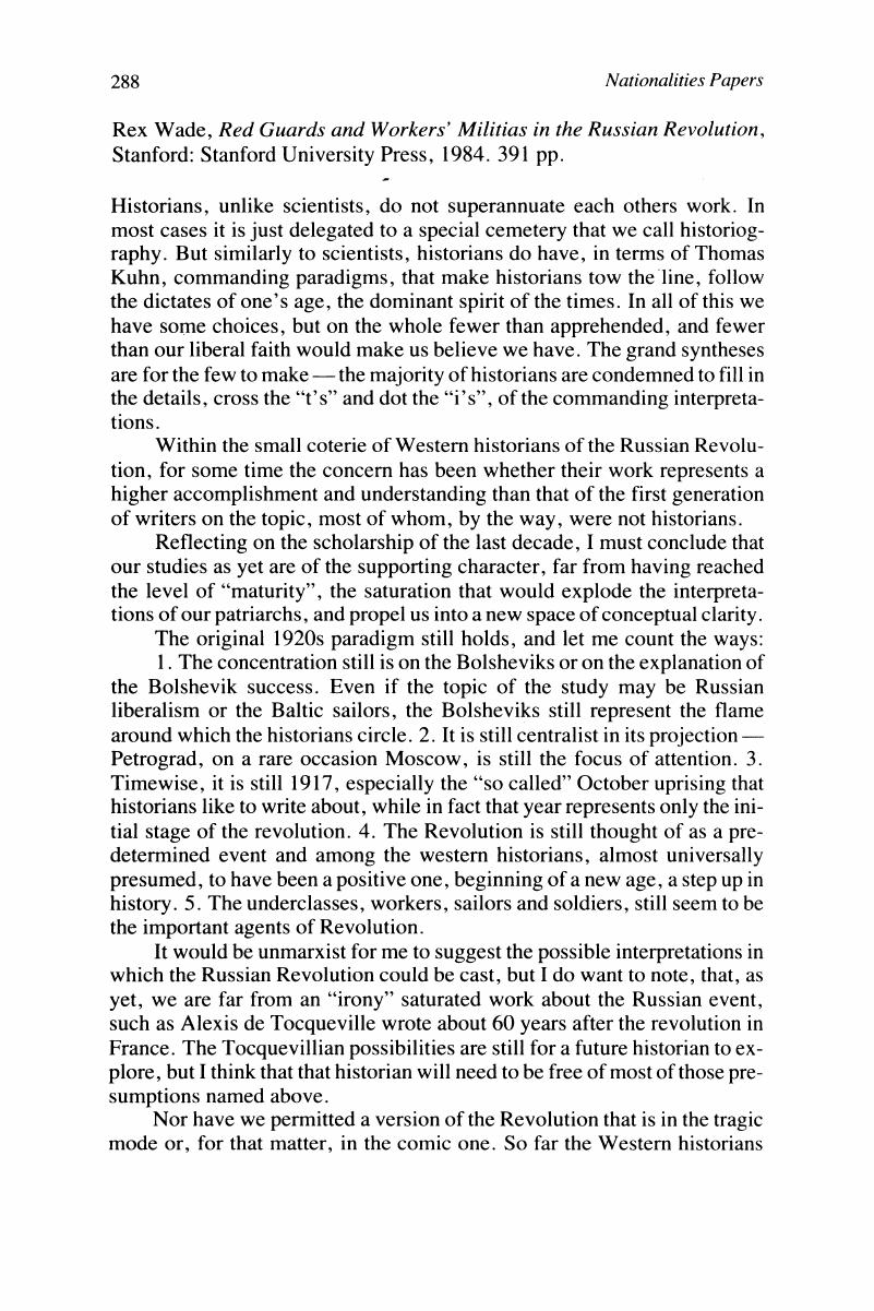 Rex Wade, Red Guards and Workers’ Militias in the Russian Revolution ...