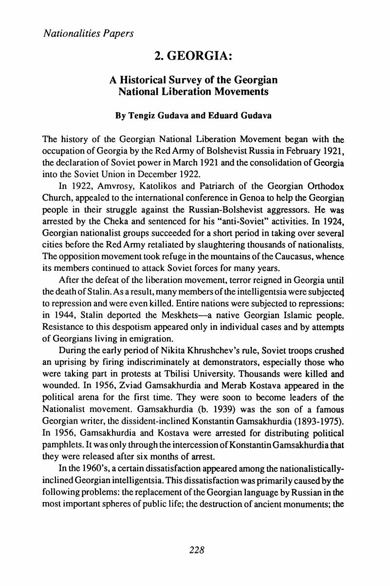2. Georgia: A Historical Survey of the Georgian National Liberation ...