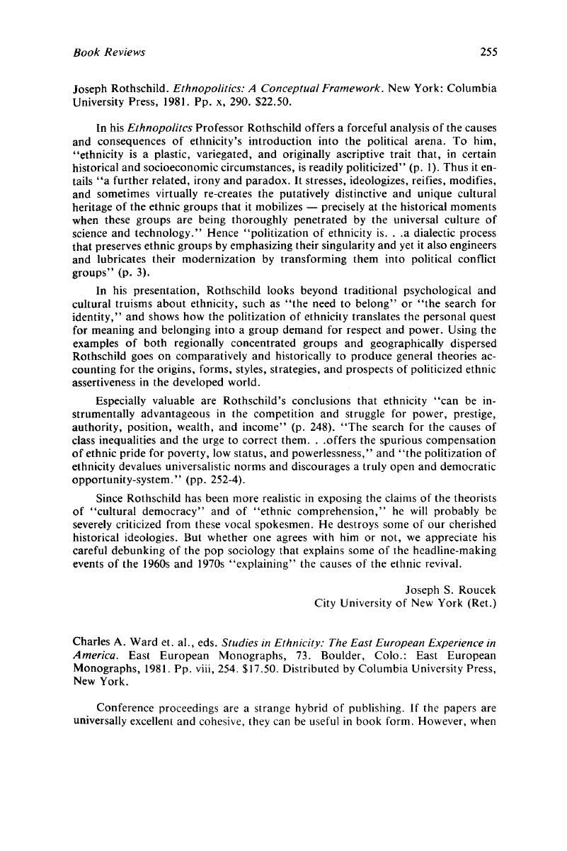 Joseph Rothschild. Ethnopolitics: A Conceptual Framework. New York ...