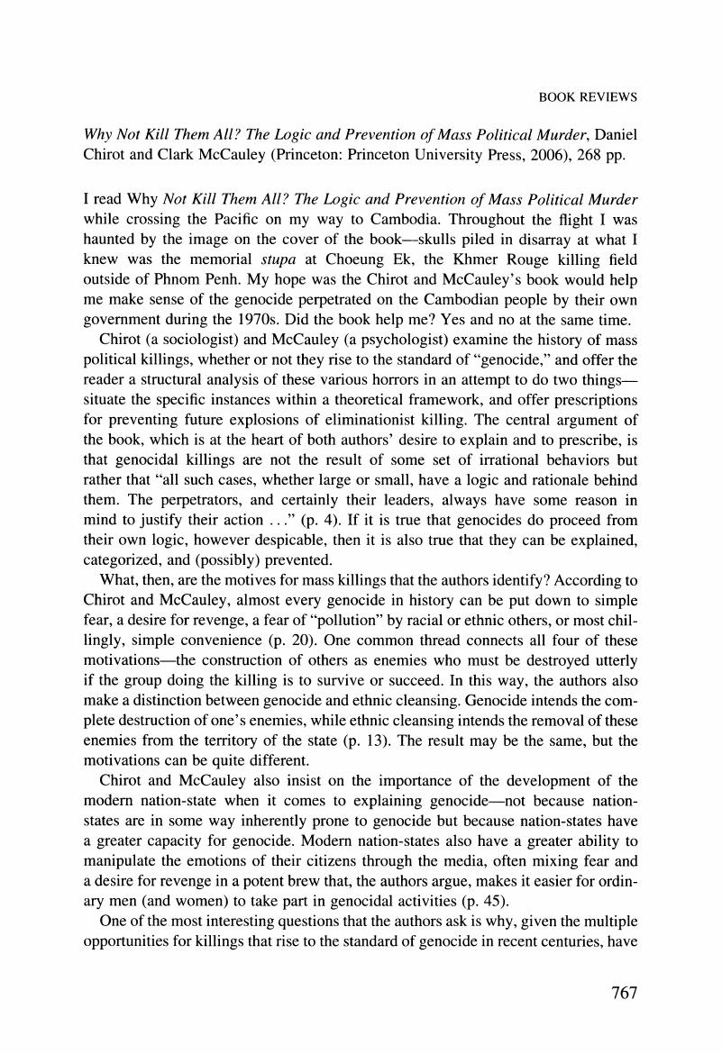 Why Not Kill Them All? The Logic and Prevention of Mass Political ...