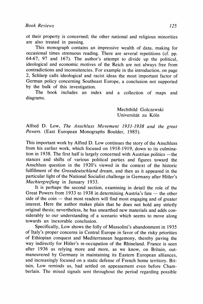 Alfred D. Low, The Anschluss Movement 1931-1938 and the great Powers ...