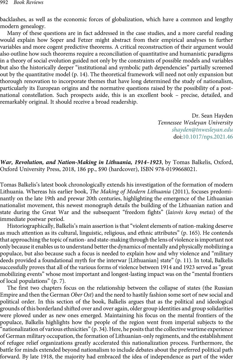 War, Revolution, and Nation-Making in Lithuania, 1914–1923, by Tomas ...