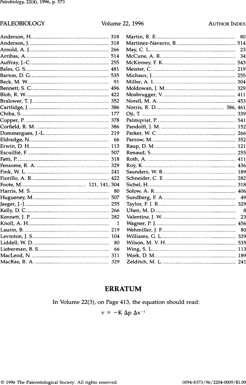 Erratum | Paleobiology | Cambridge Core