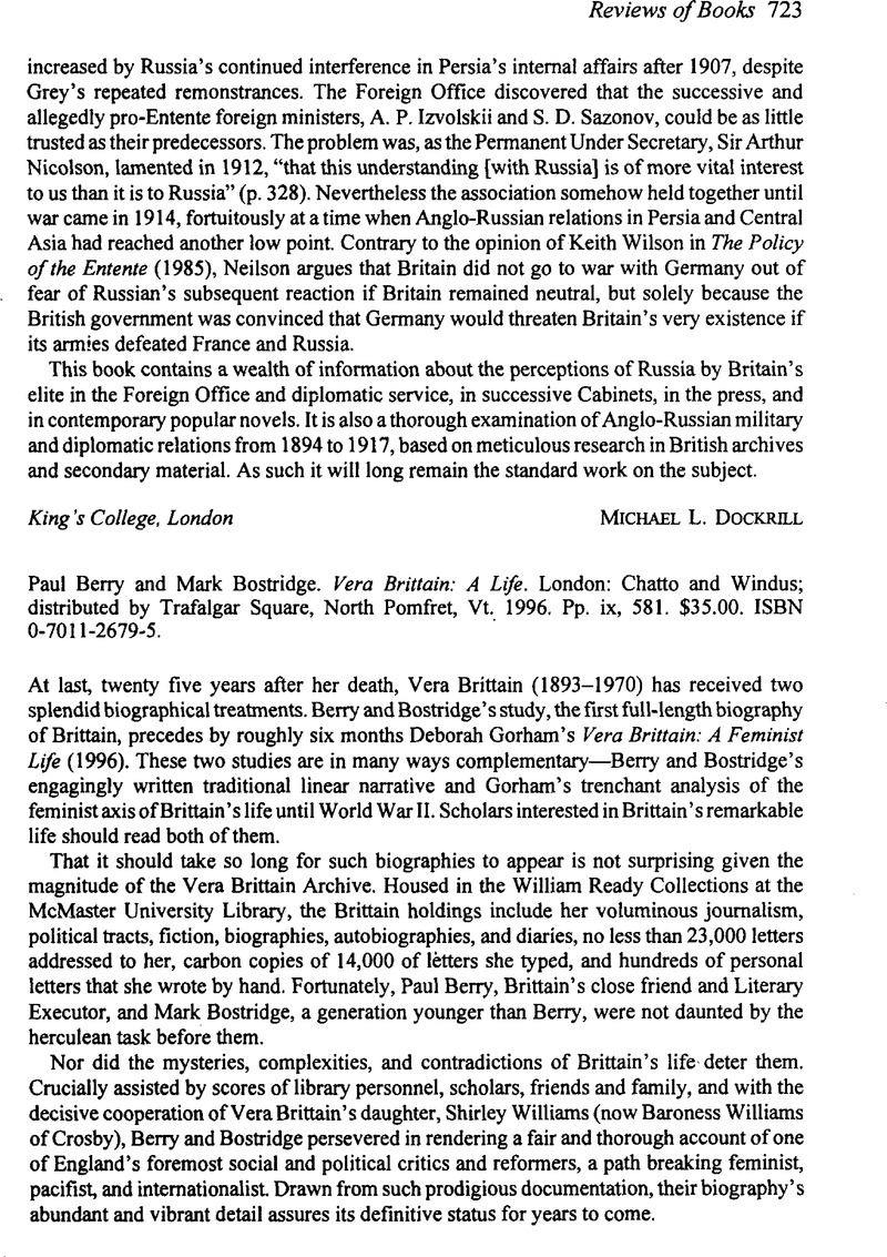 Paul Berry and Mark Bostridge. Vera Brittain: A Life. London: Chatto ...