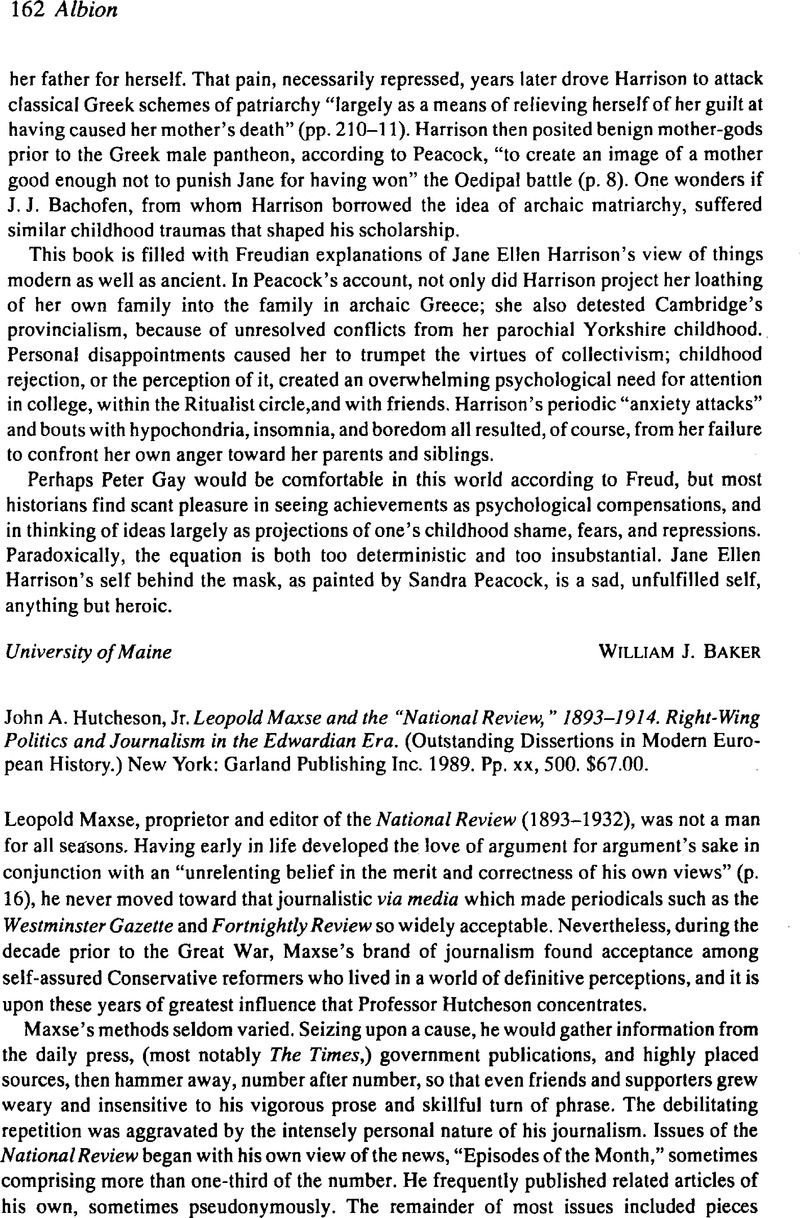 John A. Hutcheson Jr. Leopold Maxse and the “National Review,” 1893 ...