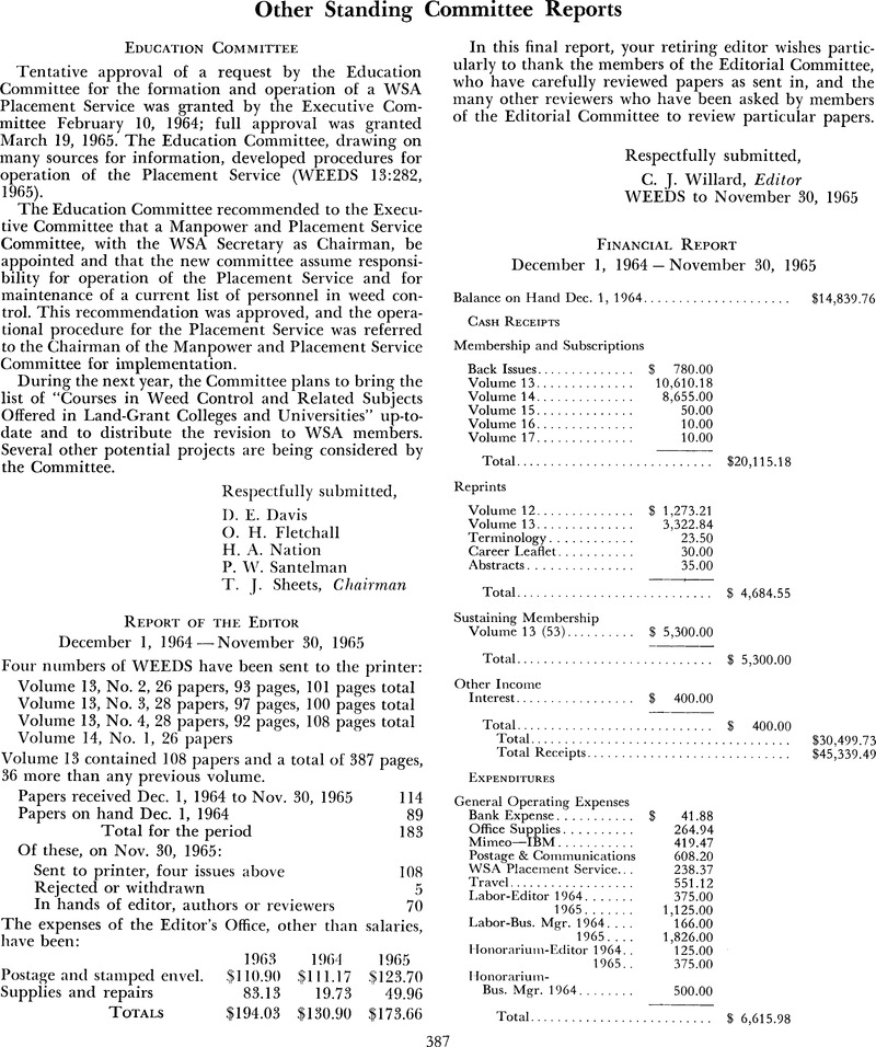 Other Standing Committee Reports | Weeds | Cambridge Core