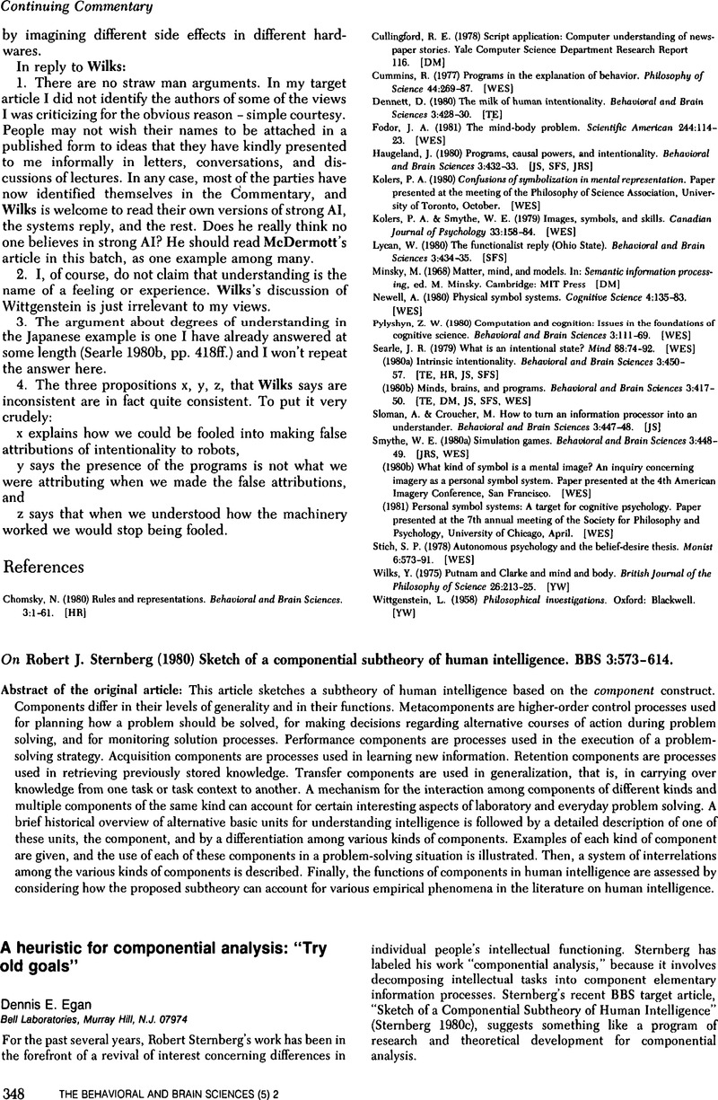 Componential analysis and componential theory | Behavioral and Brain ...