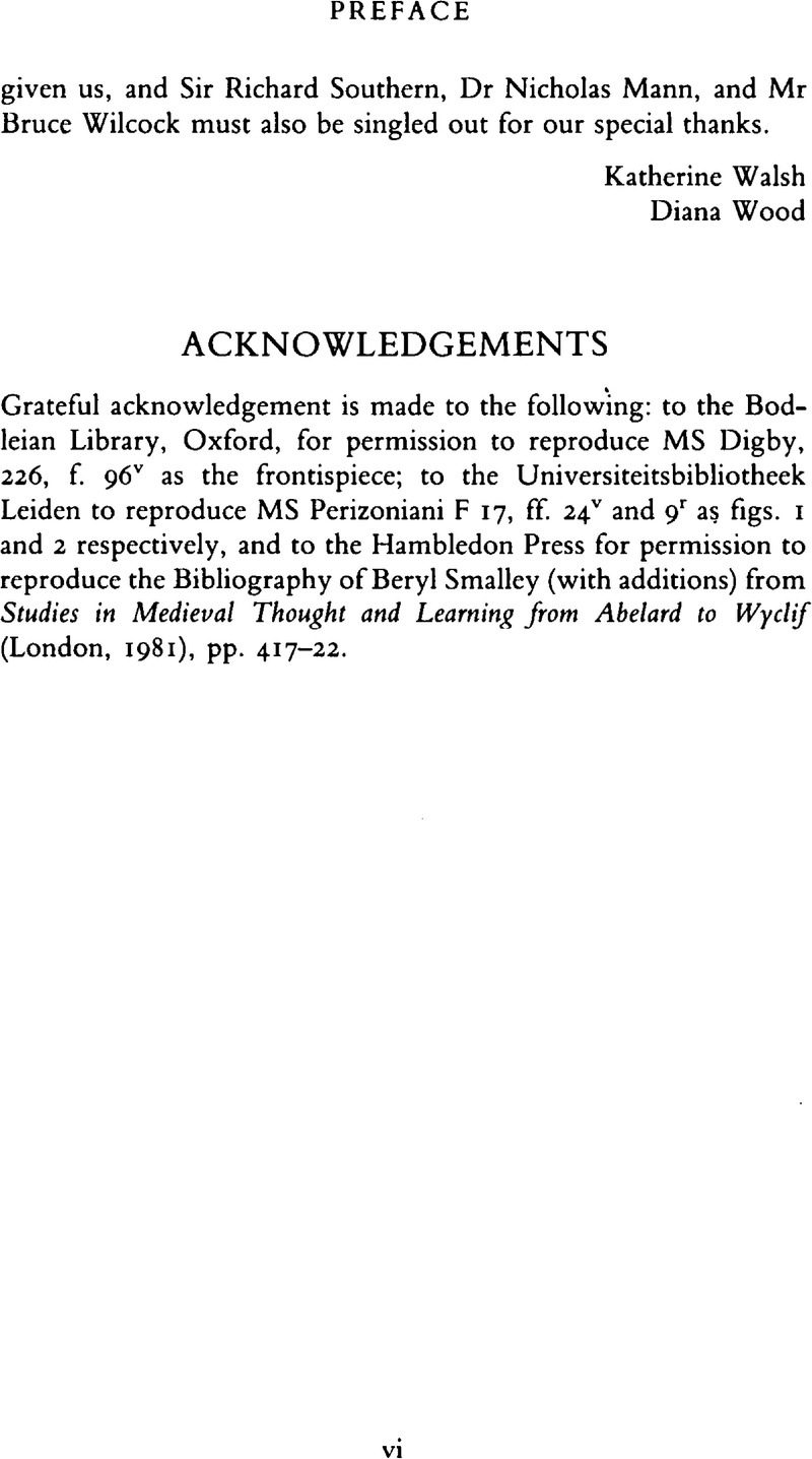 Acknowledgements | Studies in Church History Subsidia | Cambridge Core