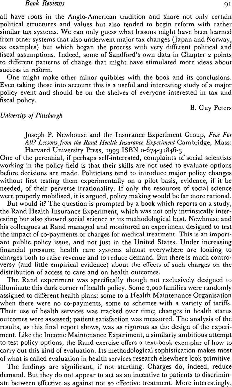 Joseph P. Newhouse and the Insurance Experiment Group, Free For All ...