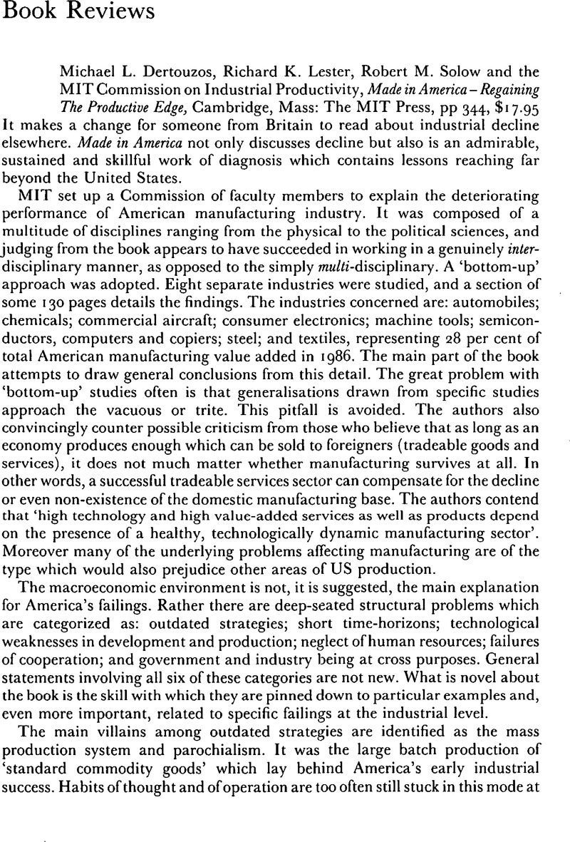 Michael L. Dertouzos, Richard K. Lester, Robert M. Solow and the MIT ...