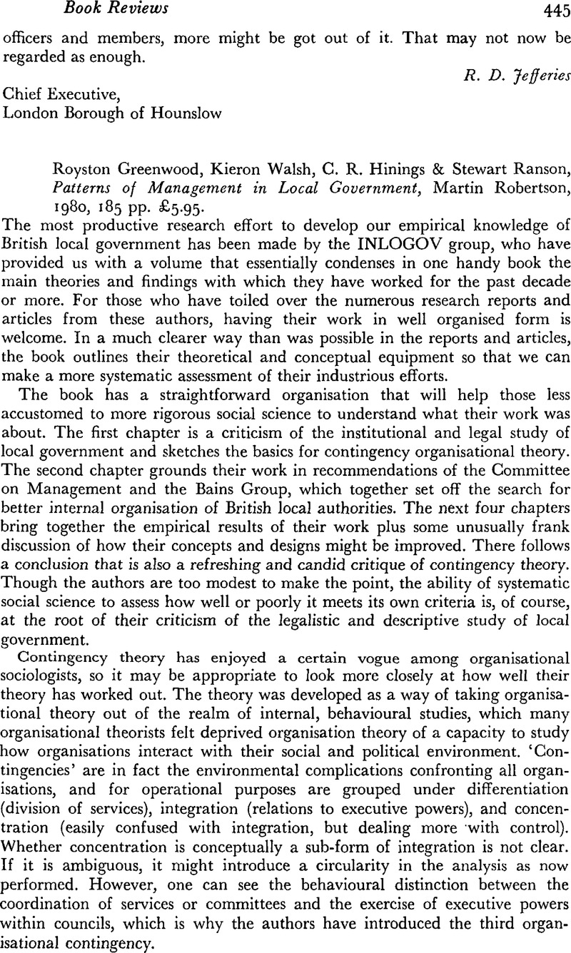 Royston Greenwood, Kieron Walsh, C. R. Hinings & Stewart Ranson ...