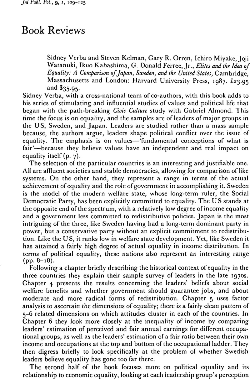 Sidney Verba and Steven Kelman, Gary R. Orren, Ichiro Miyake, Joji ...