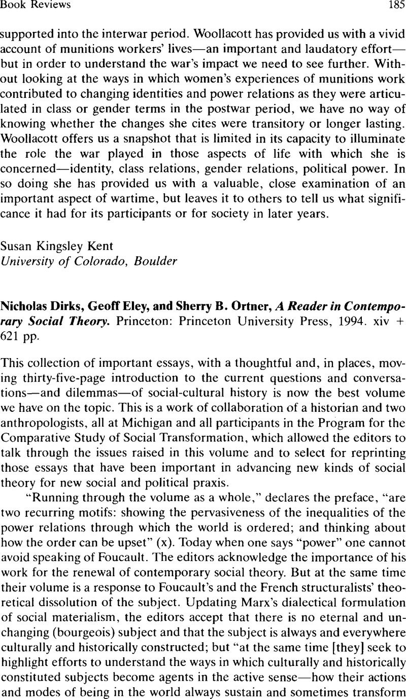 Nicholas Dirks, Geoff Eley, and Sherry B. Ortner, A Reader in ...