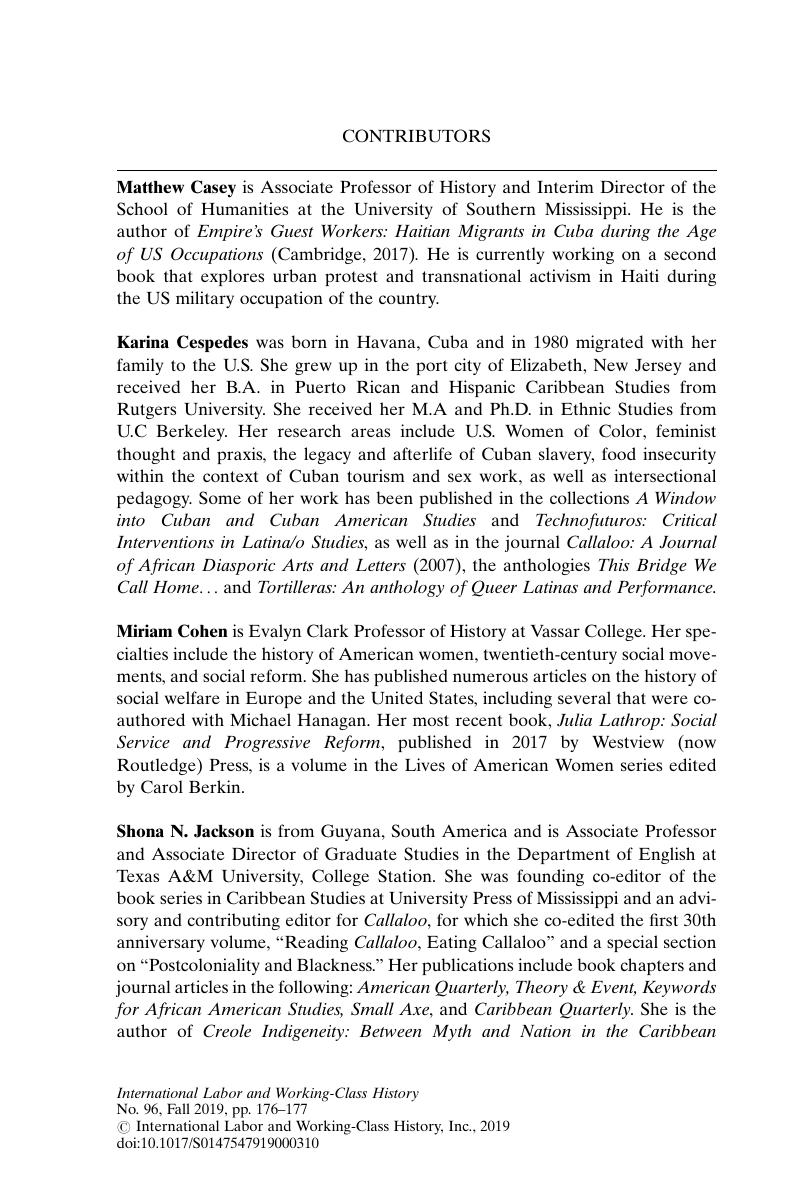 Contributors | International Labor and Working-Class History ...