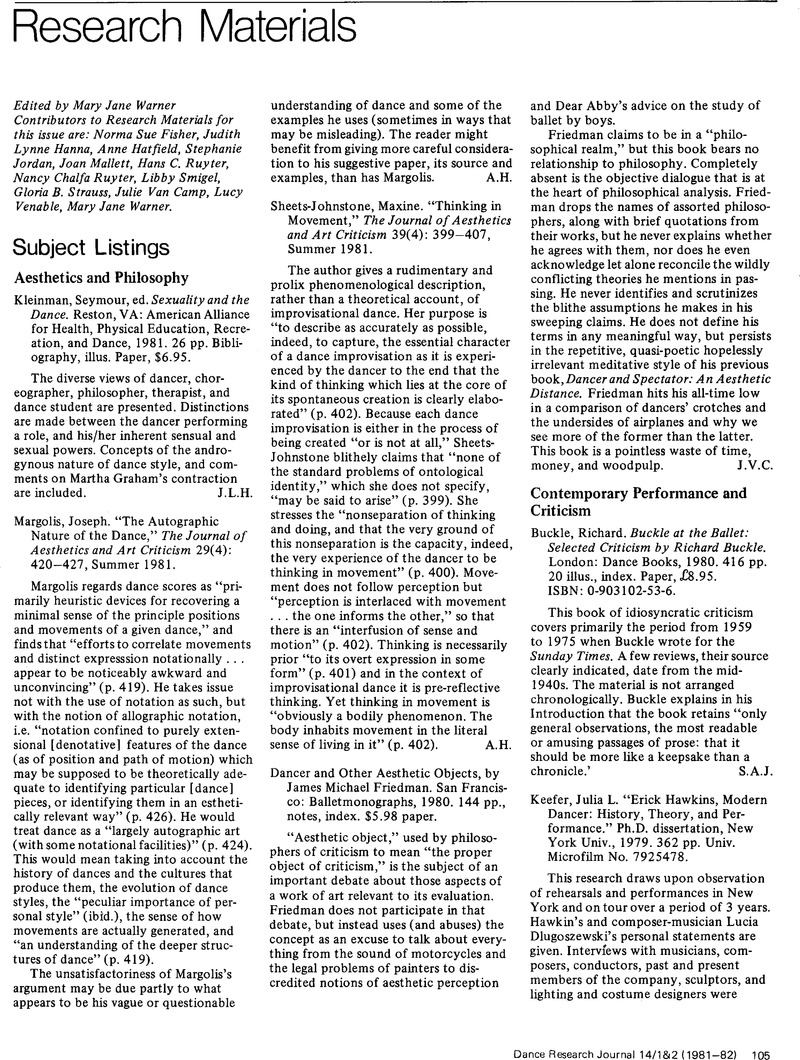 Research Materials | Dance Research Journal | Cambridge Core
