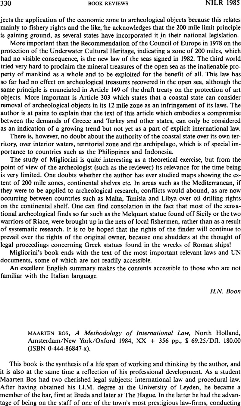 Maarten Bos, A Methodology of International Law, North Holland ...