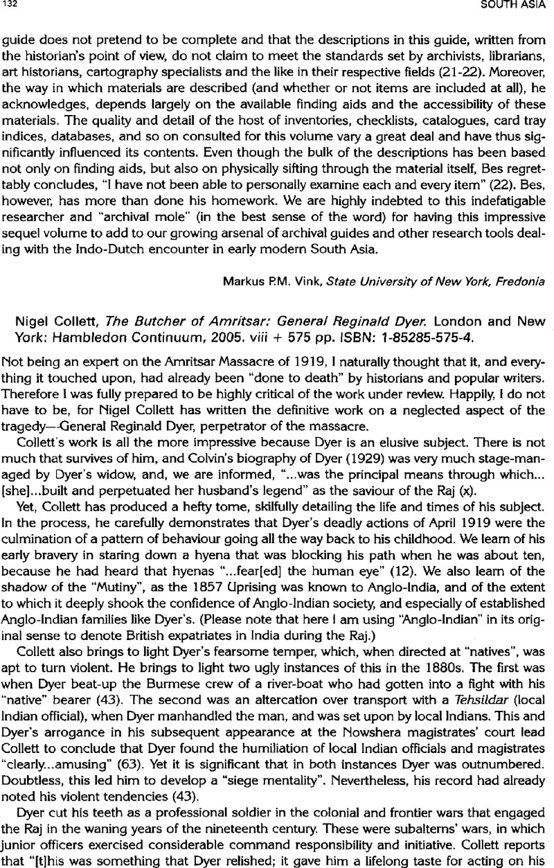 Nigel Collett, The Butcher of Amritsar: General Reginald Dyer. London ...
