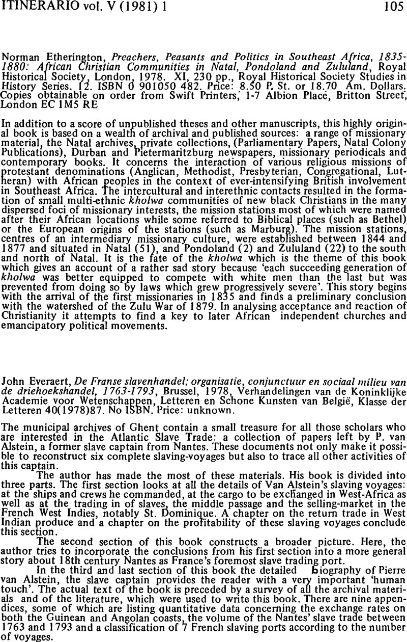 John Everaert, De Franse slavenhandel; organisatie, conjunctuur en sociaal milieu van de ...