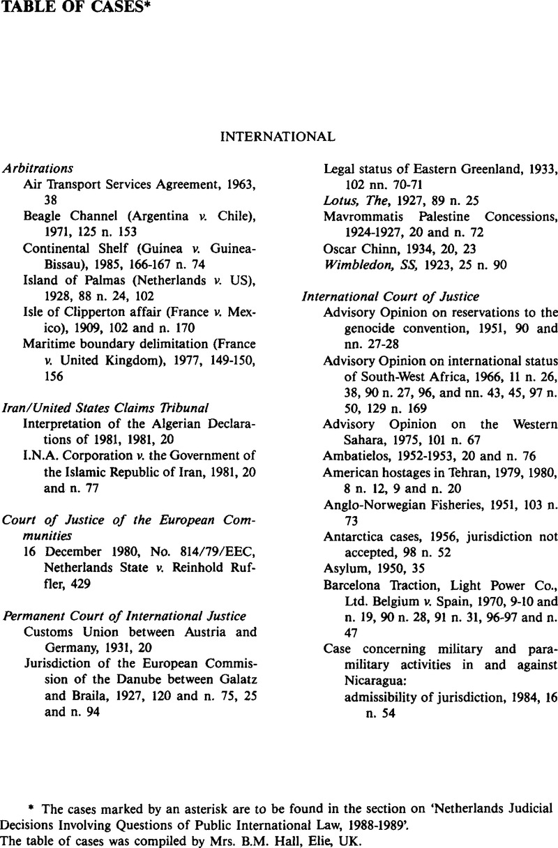 Table of Cases* | Netherlands Yearbook of International Law | Cambridge ...