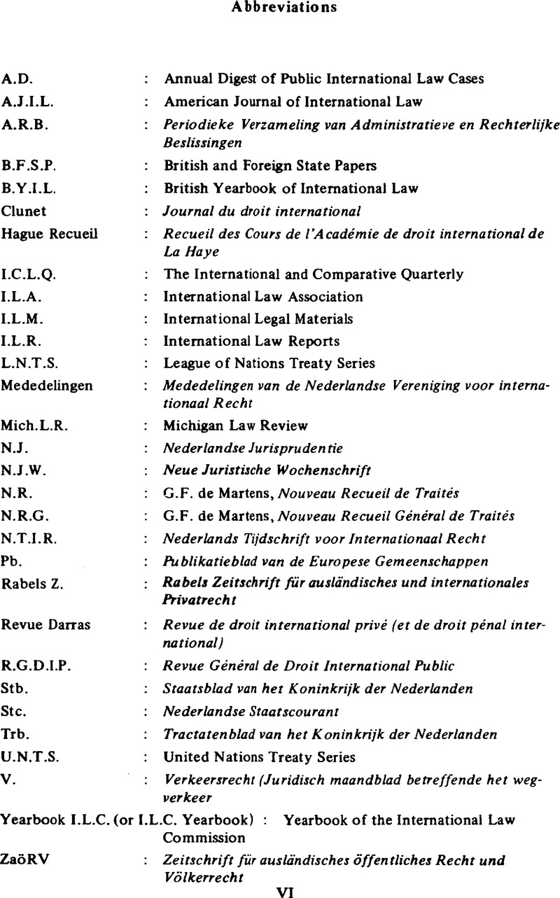 Abbreviations | Netherlands Yearbook of International Law | Cambridge Core