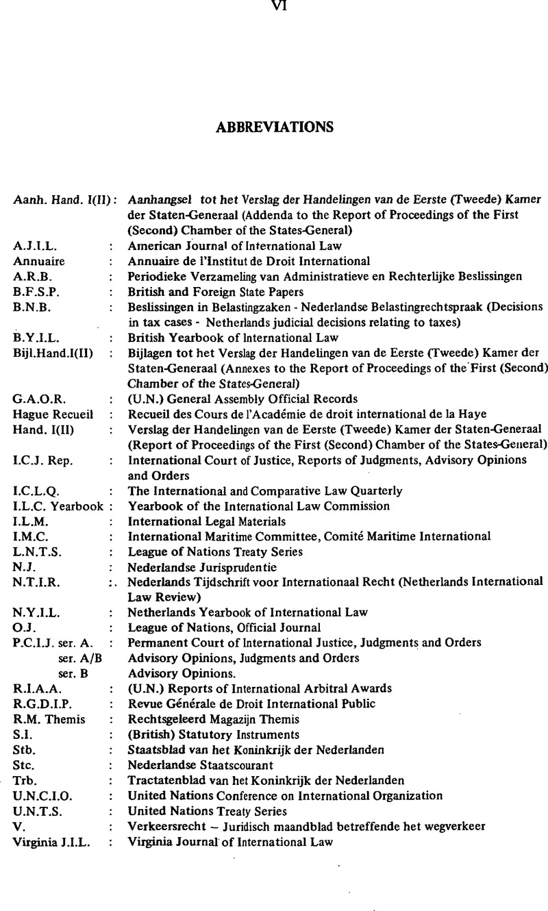 Abbreviations | Netherlands Yearbook of International Law | Cambridge Core