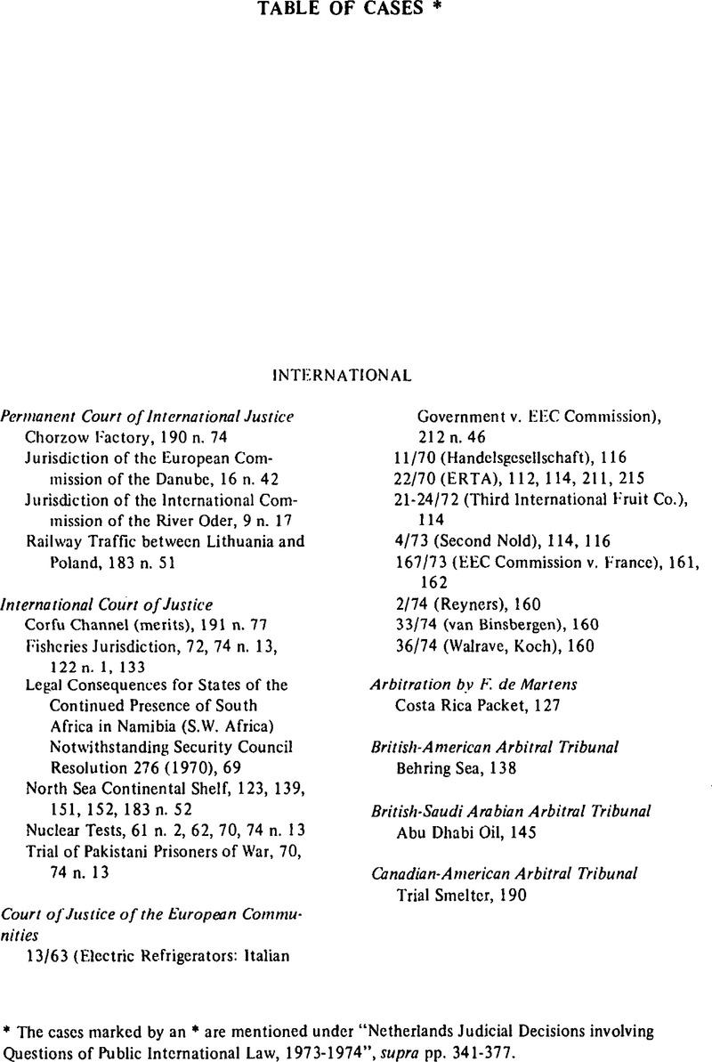 Table of Cases* | Netherlands Yearbook of International Law | Cambridge ...