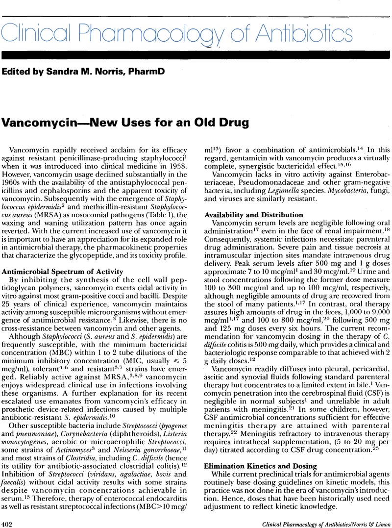 Vancomycin—New Uses for an Old Drug | Infection Control & Hospital ...