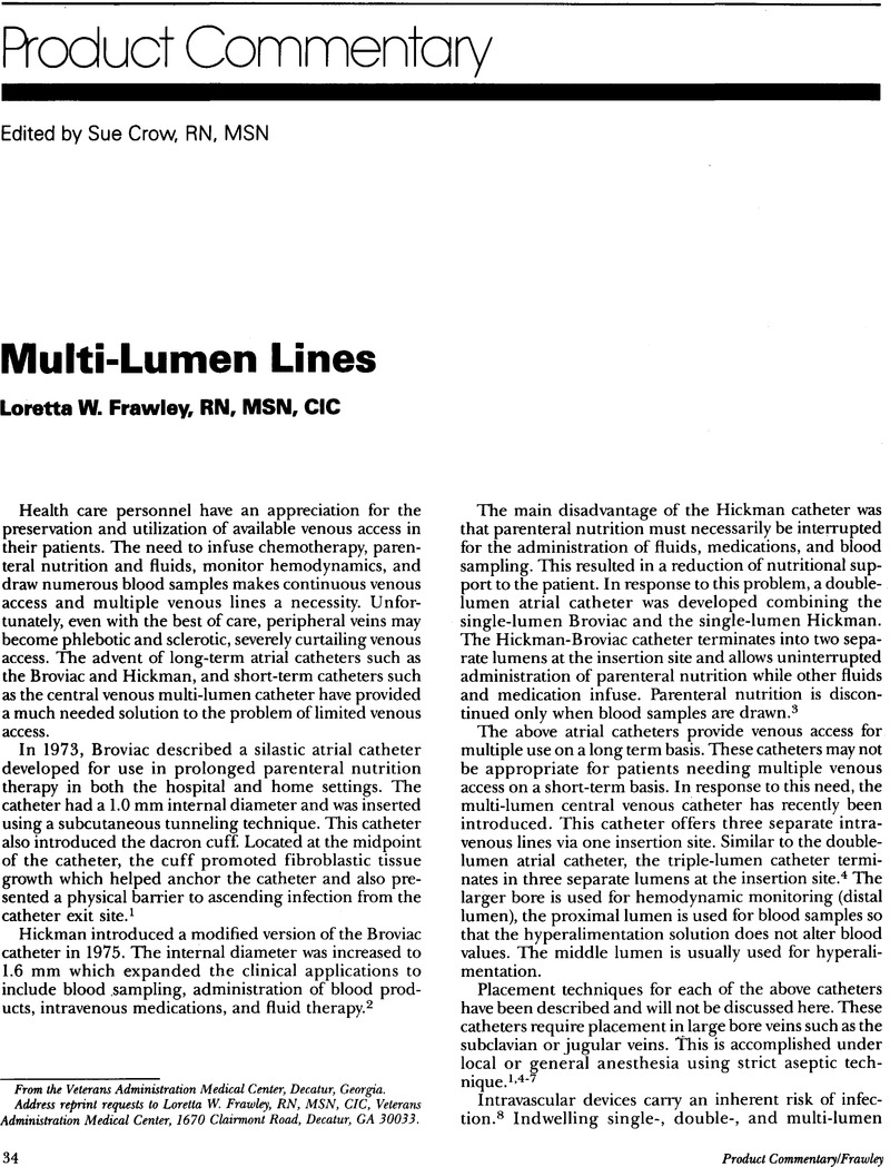 Multi-Lumen Lines | Infection Control & Hospital Epidemiology ...
