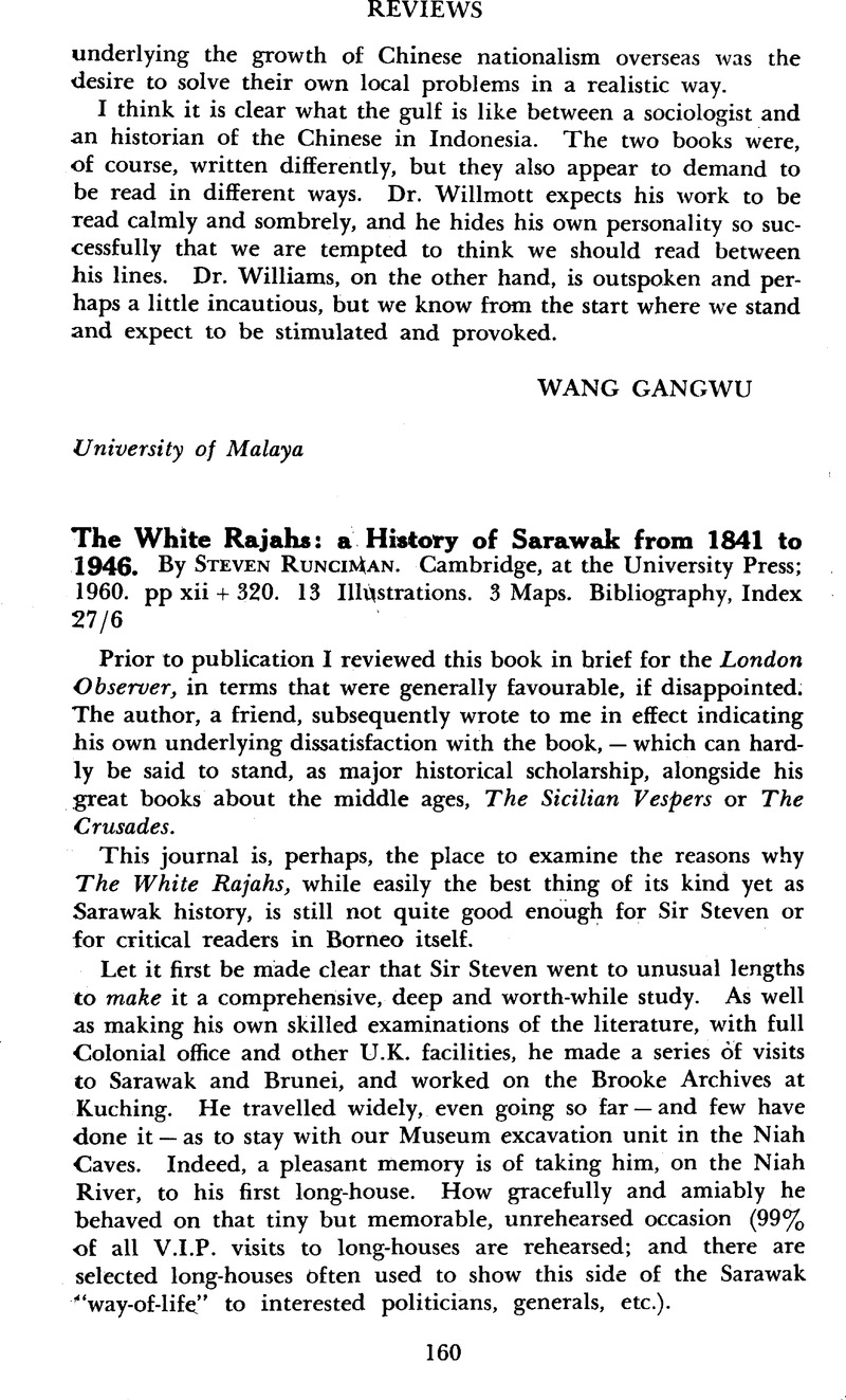The White Rajahs: a History of Sarawak from 1841 to 1946. By Steven ...