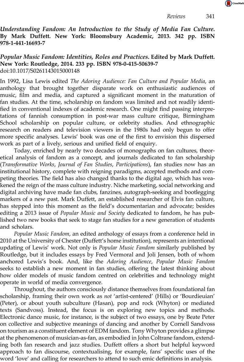 Understanding Fandom: An Introduction to the Study of Media Fan Culture ...