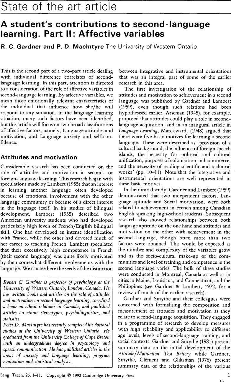 A student's contributions to second-language learning. Part II ...